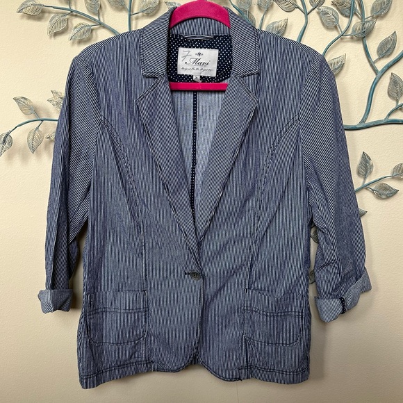 Mavi | Jackets & Coats | Mavi Blue White Pinstripe Blazer Large | Poshmark